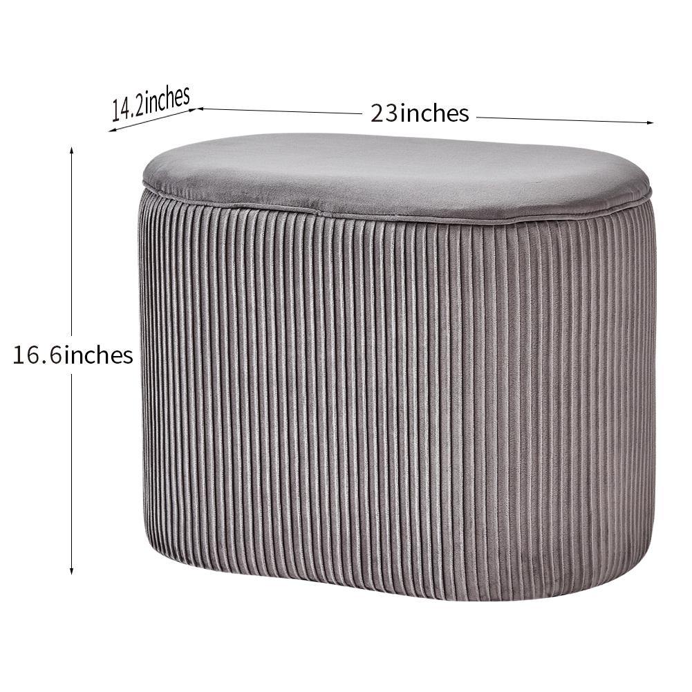 Modern Vanity Stool Velvet Ottoman Storage Footrest, Pouffe Oval Dress ...