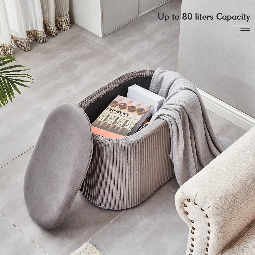 Modern Vanity Stool Velvet Ottoman Storage Footrest, Pouffe Oval Dress ...